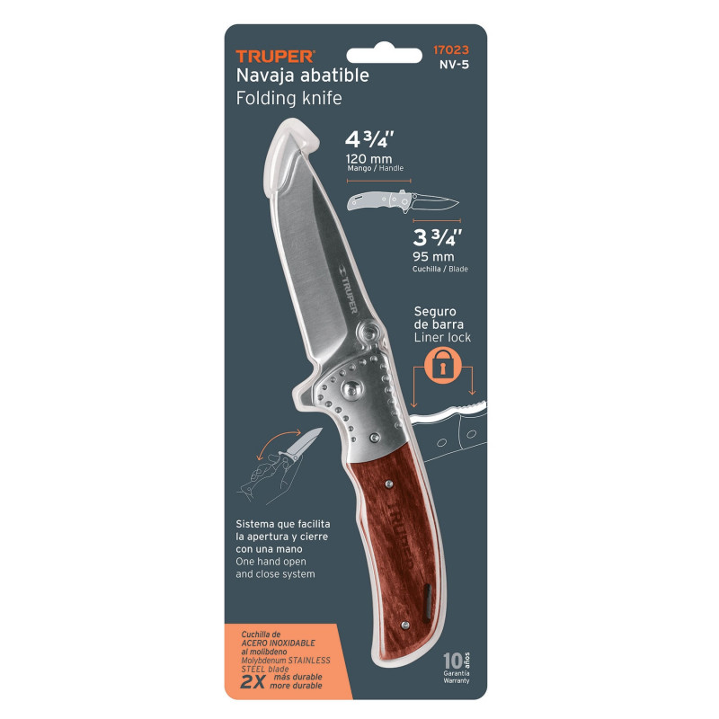 Navaja Abatible Dentada 5" Truper |Ferreco