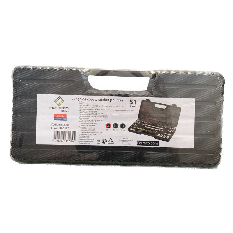 Juego De Copas 51 Piezas Ratchet Puntas Profesional | Ferreco Basics