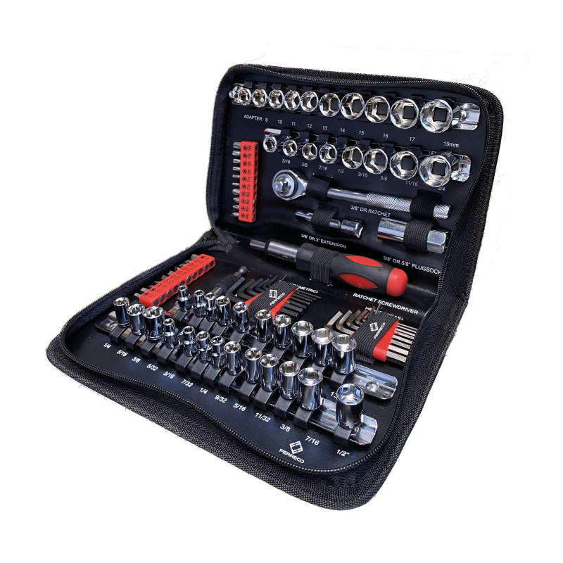 Kit Juego Herramienta Copas 85pz Y Embudo Cuello Flexible | Ferreco