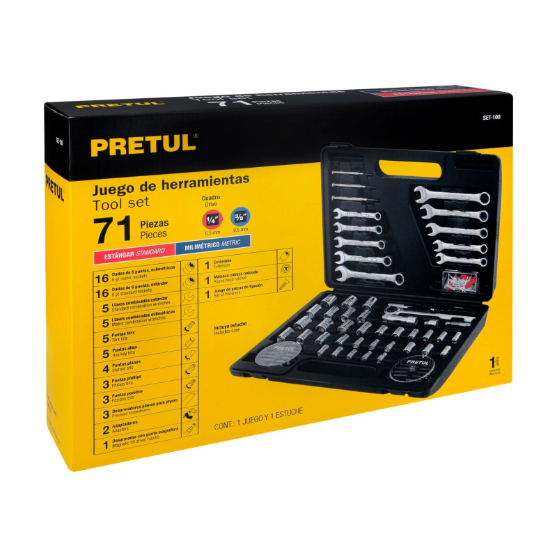 Juego Herramientas De 71 Piezas Pretul |Ferreco