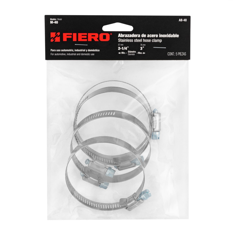 5 Abrazaderas Reforzadas De Acero Inoxidable 2-1/4" A 3" | Ferreco